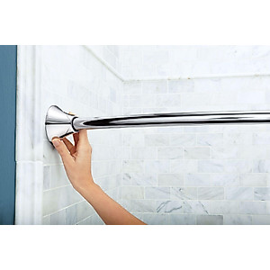 Moen Chrome 5-Foot Adjustable Tension Single Curved Shower Curtain Rod for Bathroom Shower, CSR2172CH