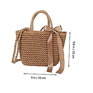 VALICLUD 1pc with Shopping Girls Beach Travel Single Crochet Bags Purses Women- Rattan Woven Cross- Clutch Body Straw for Cross-body Crossbody Storage Shoulder Bag Large Zipper Tote