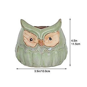 Happyyami Outdoor Decor Pots Ceramic Animal Owl Planter Novelty Flower Pots Small Desk Animal Statue Porcelain Plant Pot Bonsai Container for Home Office Tabletop Decorations Home Decor