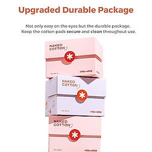 White Rabbit - NAKED COTTON Textured - Perforated Facial Cotton Pads - For Makeup Remover, Toner, Mask - 100% Cotton, Unbleached, Lint-Free - Exfoliating & Durable - Natural & Cruelty-Free - 200 Count