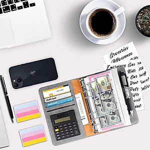 HAKPNEW Money Saving Binder, A6 Budget Binder with Zipper Envelopes, Calculator, Budget Sheets and Cash Envelopes for Budgeting, Budget Wallet for Budget Planner Office Home School Grey