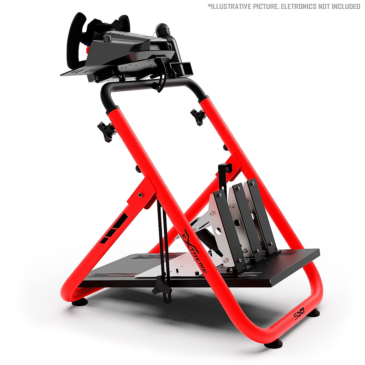 Extreme Sim Racing Wheel Stand Cockpit SXT V2 Racing Simulator - Racing Wheel Stand RED Edition For Logitech G25, G27, G29, G920, G923, Thrustmaster And Fanatec - WHEEL LOCKS INCLUDED