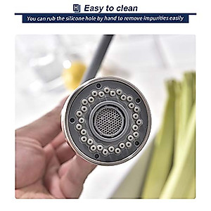 HOMELODY Pull Down Faucet Replacement Head, 2 Functions Kitchen Faucet Sprayer Head, G 1/2 Pull Out Spray Head for Kitchen Faucet, Brushed Nickel Kitchen Sink Faucet Head