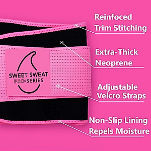 Sports Research Sweet Sweat 'Pro-Series' Waist Trimmer with Adjustable Velcro Straps for a Tighter Fit (Pink, XS-S)