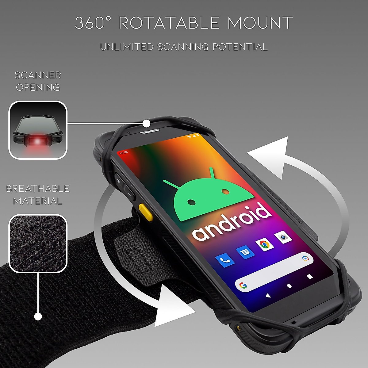 Wrist Mount Compatible with Zebra Android Barcode Scanners and iOS/iPhone Devices (to Make Device Hands-Free Wearable) – for Warehouse and Inventory Management Applications