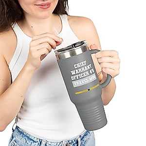 Chief Warrant Officer 4's Travel Mug: Insulated Stainless Steel Tumbler with Handle and Straw, Military Gift (40oz)