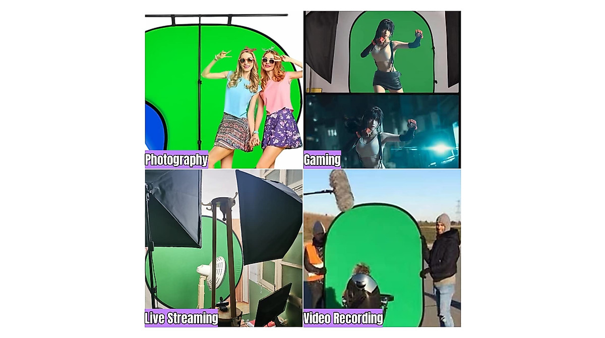 Portable Double-Sided Green Screen for Streaming & Videos