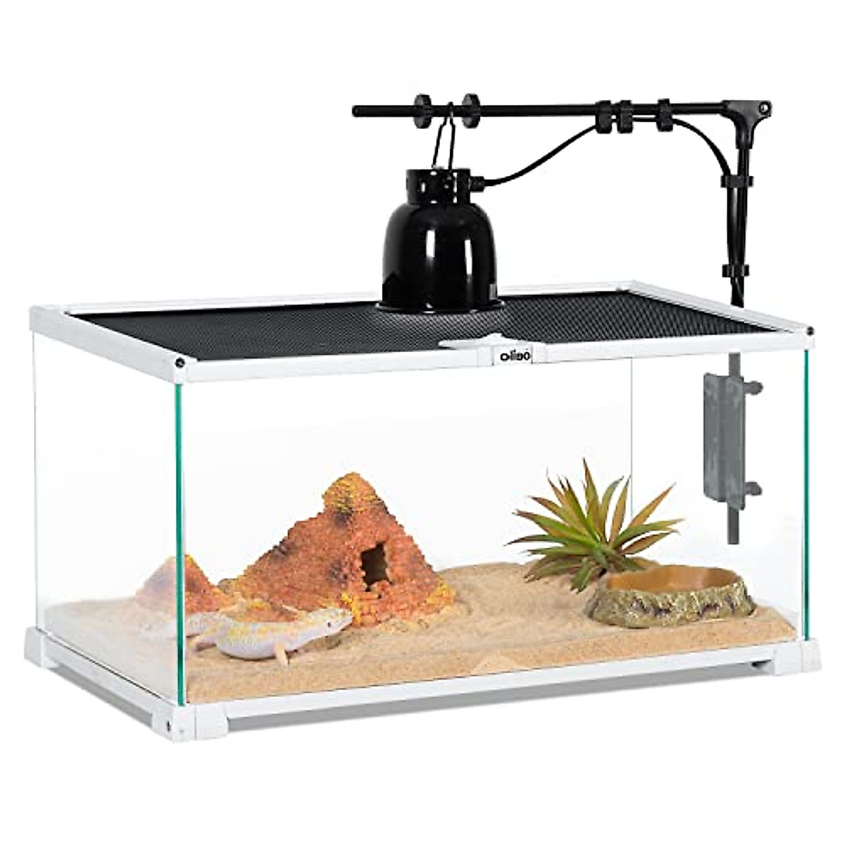 OIIBO 5.0 UVB Reptile Light, Mini UVB 5W Light Bulb with 4 Inch Deep Dome Reptile Light Fixture for Turtle Red Legs Tropical Animals in Small Terrariums