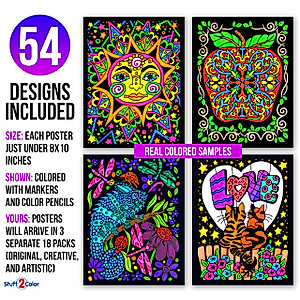 Colossal Pack of 54 Fuzzy Velvet Coloring Posters (All Unique Designs) - Bulk Crafts and Coloring Activity for All Ages - Great for Group Projects, Assisted Living, Classrooms, and Rehab Centers