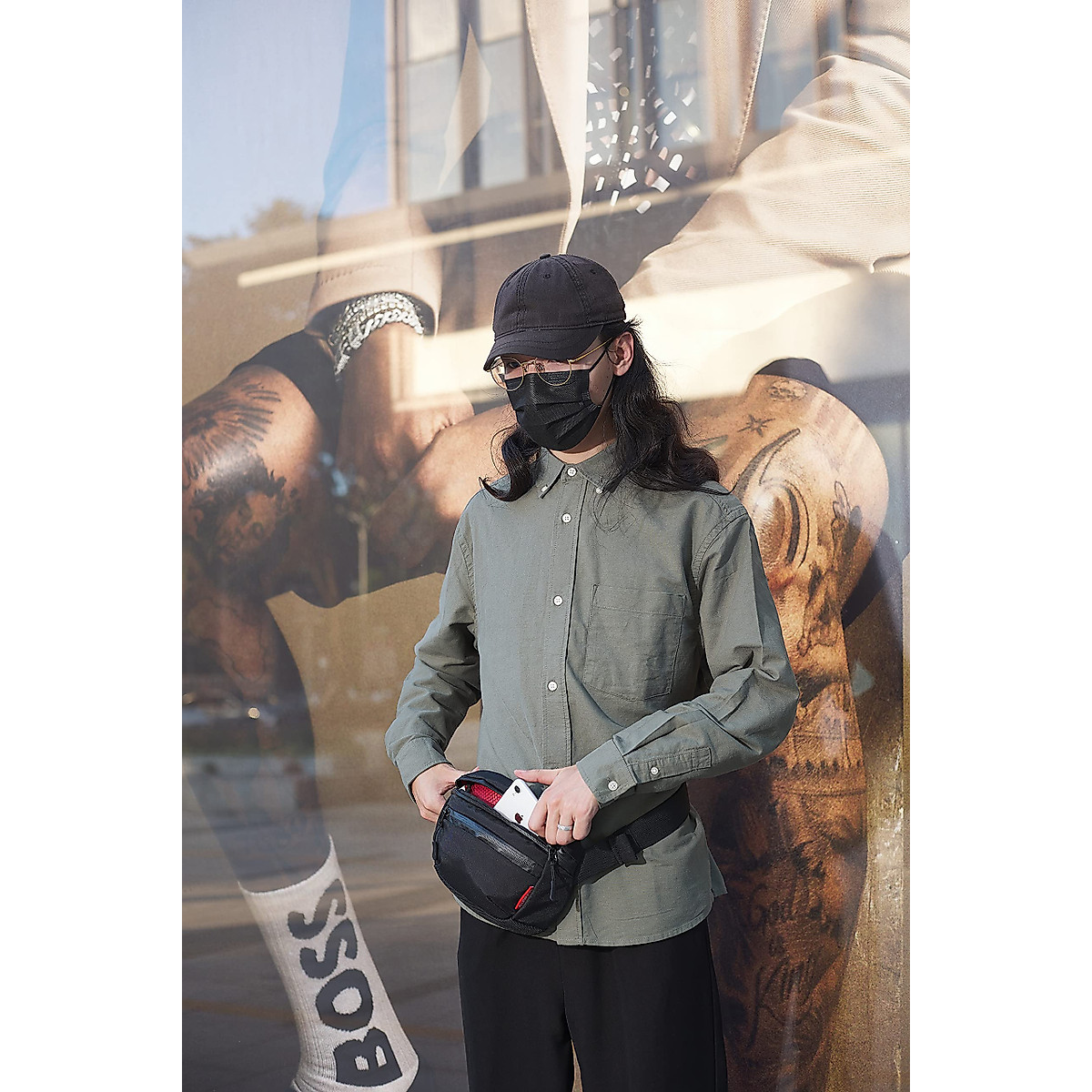 SUMEITO Chest bag Shoulder Bag Man Sling, Walking Biking, Water Resistant & Durability, 3 Ways to Wear, Jet Black,Dark Green,Carmine Red,Dark Multicam,Light Multicam (11 x 8.5 x 2 Inch, Jet Black)