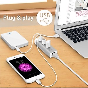 Macally 3-Port USB 3.0 Portable Data Hub with Ethernet Network Lan Adapter for Macbook Pro / Air, Mac Pro / mini, iMac, XPS, Surface Pro, Notebooks, Desktop PCs, USB Flash Drives, etc. (U3HUBGBA)