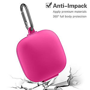GEAK Portable Powerbeats Pro Case, 360° Protection Shockproof Soft Silicone Cover with Keychain Compatible for Beats Powerbeats Pro 2019, Rose Pink