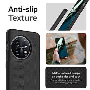 TUDIA DualShield Grip Designed for OnePlus 11 Case 5G (2023), [MergeGrip] Dual Layer Shockproof Slim Military Grade Non-Slip Tough Heavy Duty Protective Phone Case Cover - Matte Black