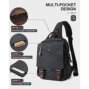 sling bag,canvas messenger bag for men,crossbody bag for women,Black