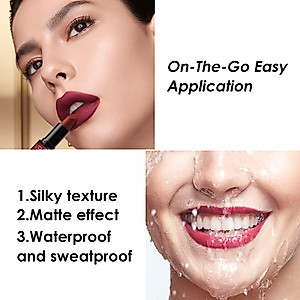 Dulele 6 Colors of Velvet Smooth Matte Lipstick Set, Long Lasting & Waterproof Non-Stick Cup Nude Color Lip Makeup Gift Set for Girls and Women