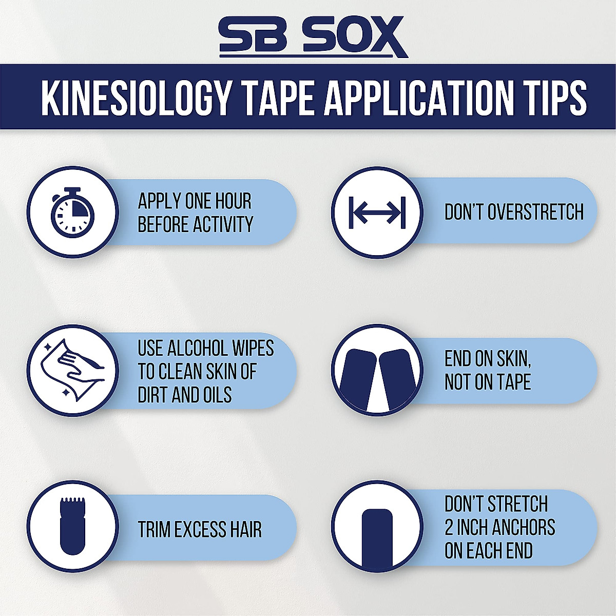 SB SOX Original Cotton Kinesiology Tape Roll – Best Latex Free Athletic Tape for Muscles/Joints – Waterproof, Stretchy, and Gentle on Skin (16ft) (Blue)