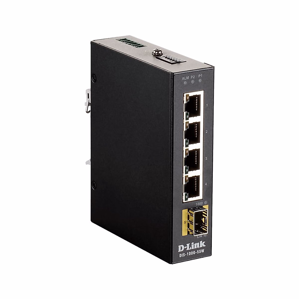 D-Link 5-Port Gigabit Industrial Unmanaged Switch | 4 10/100/1000BASE-T Ports + 1 SFP Ports | L2 | Fanless | Plug and Play (DIS-100G-5SW)