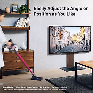 WALL V5 Low Type | Japanese Rolling Portable Free-Standing 32-80 Inch Universal TV Stand with Concealed Caster Wheels | Satin White