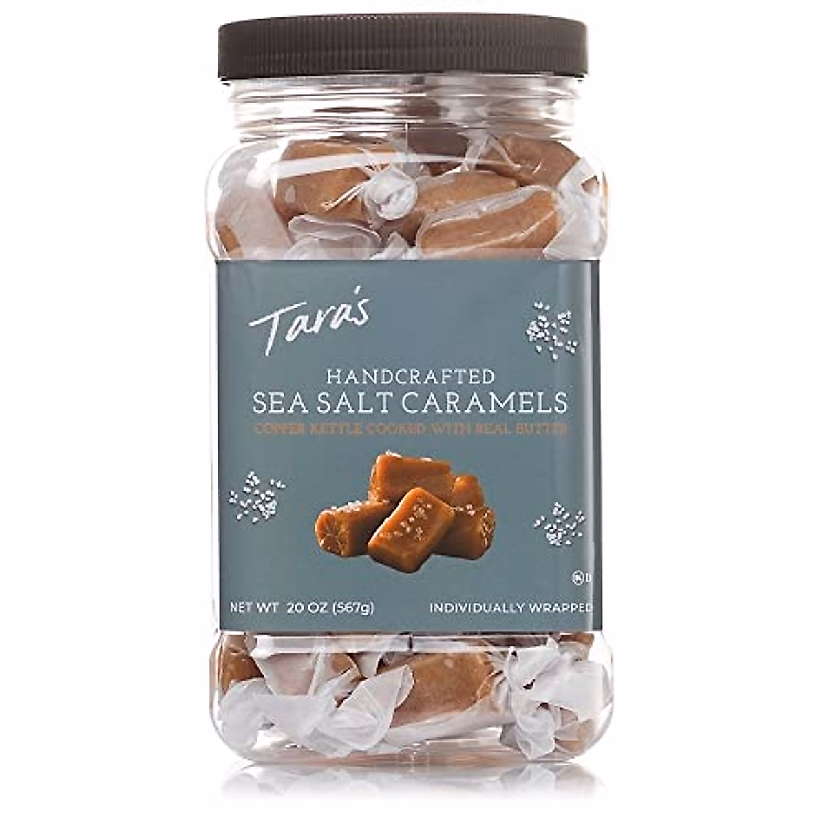 Tara's All Natural Handcrafted Gourmet Sea Salt Caramel: Small Batch, Kettle Cooked, Creamy & Individually Wrapped - 20 Ounce