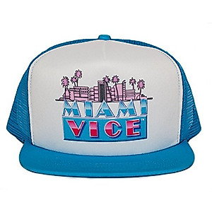 Miami Vice 80s Unisex-Adult One-Size Trucker Hat Aqua/White