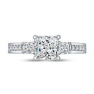 Size - 4.5-925 Sterling Silver Princess Cut 3 Stone With Accents Solitaire Engagement Ring CZ Cubic Zirconia (1.50cttw., 1.0ct. Center)