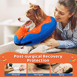 Gimars XL Inflatable Dog Cone Alternative After Surgery, Soft Dog Neck Donut Recovery Cone Collar, E Collar and Elizabethan Collar Alternative for Medium and Large Dogs, X-Large-Neck:18"-24"