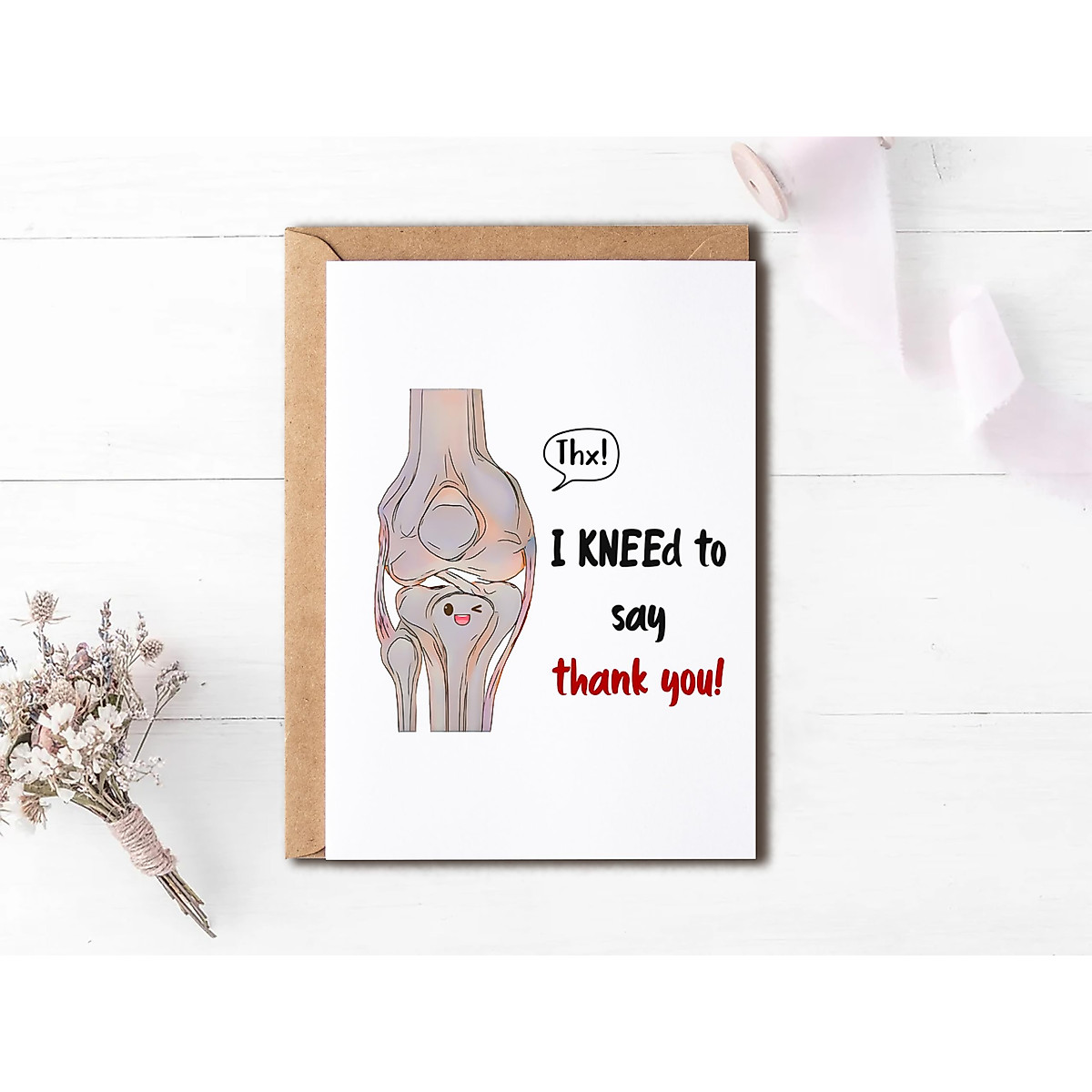 EdgarGifts Thank You Skeleton Card - Knee Cute Card - Medical Thank You Card - Gratitude Card - Keepsake For Doctor Nurse