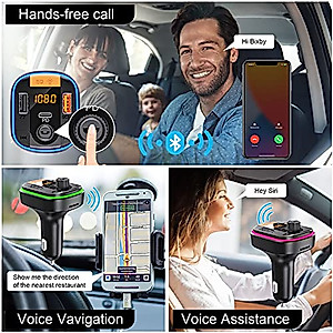 Bluetooth FM Transmitter for Car - Tensun Bluetooth Car Adapter PD20W+QC3.0 Cigarette Lighter Bluetooth 5.0 Radio Receiver Music Player Car Charger Supports Hands-Free Call Siri Google Assistant