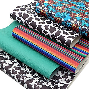 David accessories Cow Pattern Faux Leather Sheets Pattern Synthetic Leather Fabric Canvas Back 5 Pcs 7.7" x 12.9" (20 cm x 33cm) for DIY Earring Making Crafts (A)