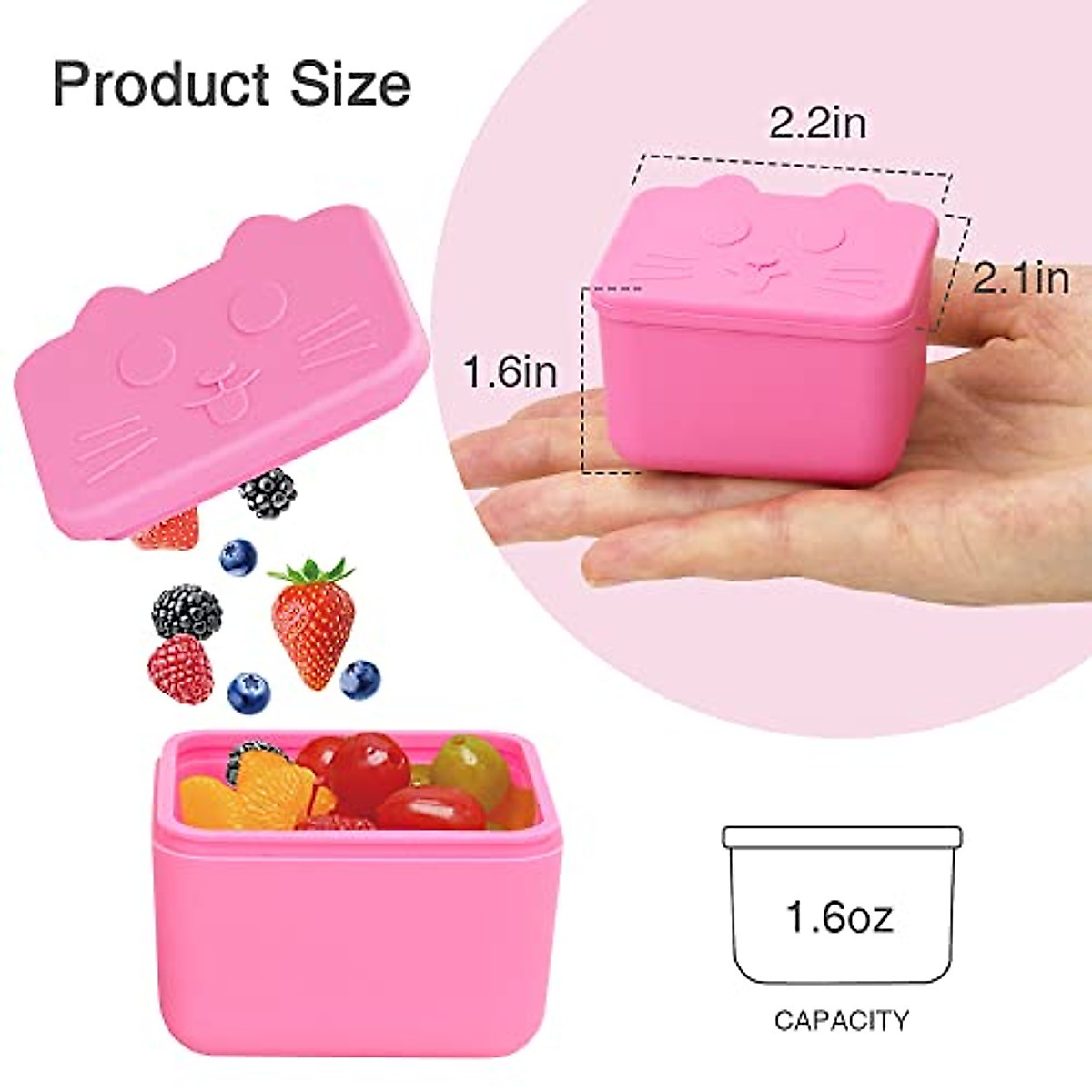 Morlike Dips Containers To Go, Silicone Salad Dressing Container, 1.6 oz Small Condiment Container with Leakproof Lid - Food Safe Storage for School Lunch Box Picnic Travel (Pink, Purple)