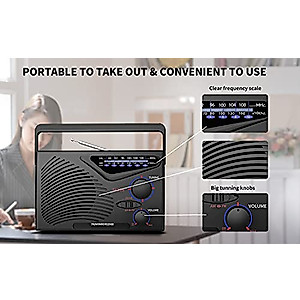 Radios Portable AM FM,Portable Radios with Rechargeable Battery,AC Power Plug in&DC-5V in,Vintage or Emergency Radio