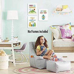 HLNIUC Colorful Bible Verse Canvas Posters ,Kids Inspirational Quotes Wall Art Set of 6(8”X10”,Unframed),Woodland Animals Art Print For Children’ s Classroom,Playroom Nursery Decor