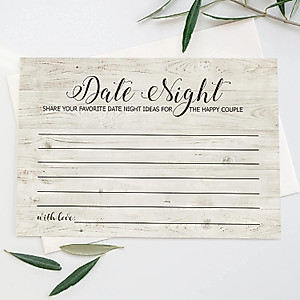 50 Rustic Wood Date Night Cards, Date Night Ideas Great Gifts for Couples, Husband, Wife, Boyfriend, Girlfriend, Anniversary, Bride and Groom, Romantic Conversation Starter Card Set, 4X6 Inch.
