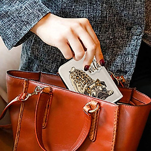 MOYYO RFID Credit Card Holder Case Cute Leopard Pug Dog Leather Printed Zipper Card Case Wallet for Women Girls