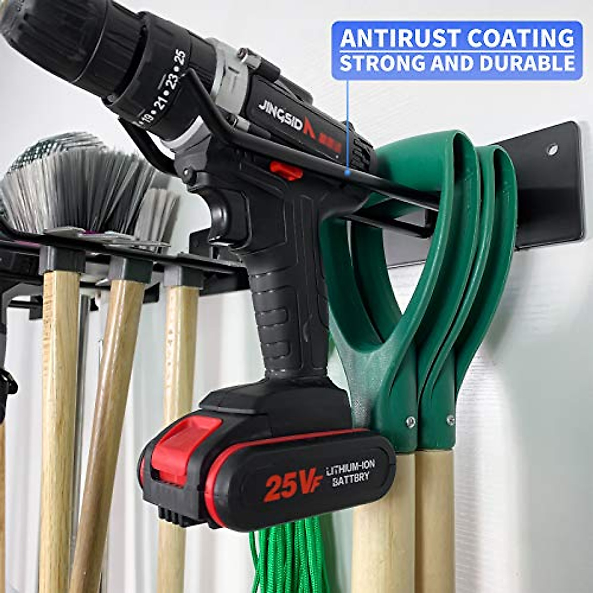 2 Pack Tool Storage Rack Heavy-Duty Metal Garage Wall Mount Organizer Holds Up to Max 200 lbs…