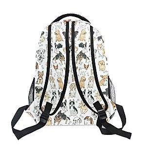 ALAZA Cute Doodle Dog Print Animal Large Backpack for Kids Boys Girls School Student Personalized Laptop iPad Tablet Travel School Bag with Multiple Pockets