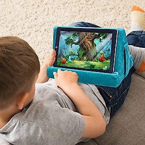 2pcs Multi-Angle Tablet Holder Cushion Stand with Net Pocket & Black Color Phone Stands Upgraded Tablet Pad Support for Phone,Pad,Books (Lakeblue)