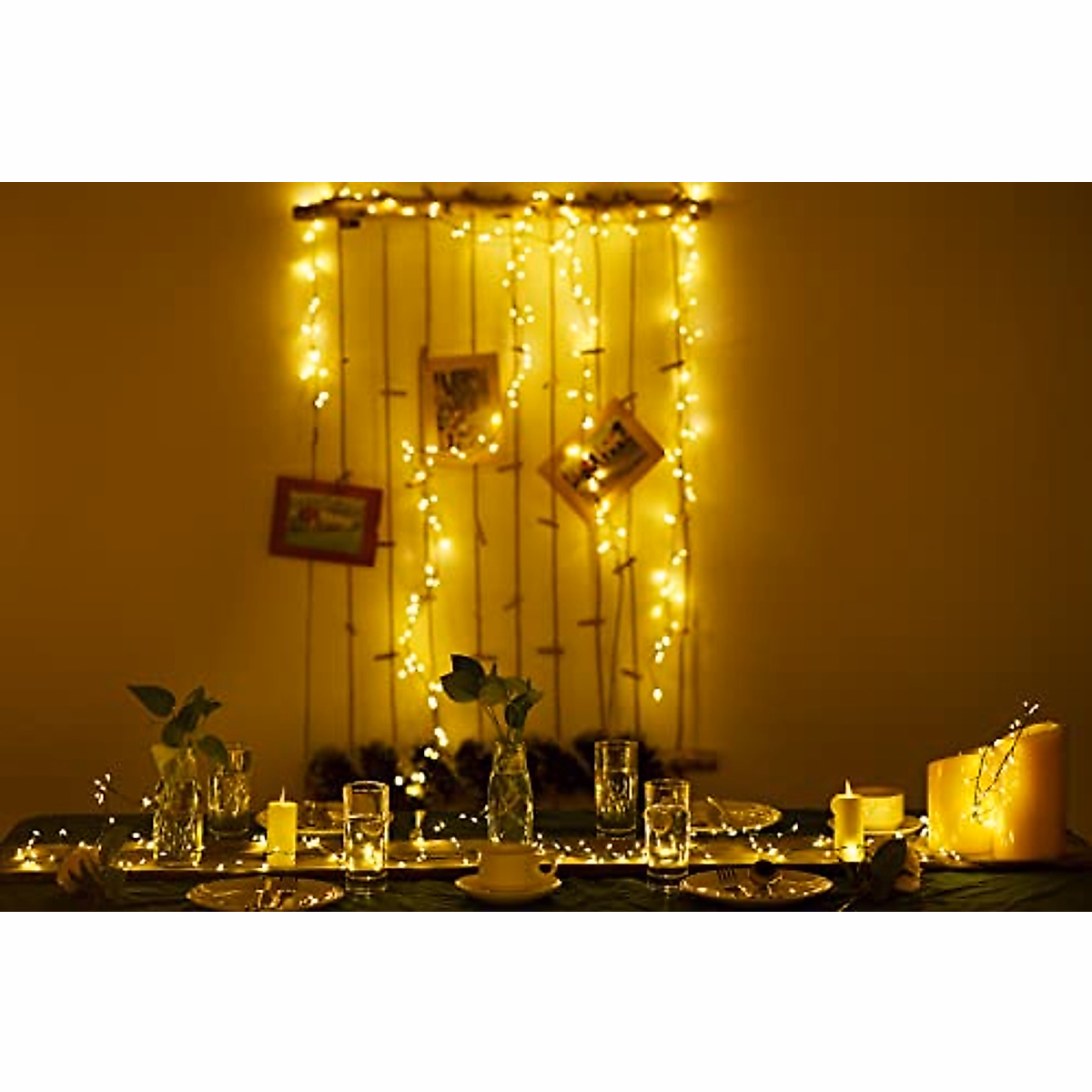 Dailyart 6feet 120 LED Starry Lights, Battery Operated Waterproof Dark Green Copper Wire Fairy Light String Light for Garland, Wreath, Patio, Garden, Wedding, Party, Xmas