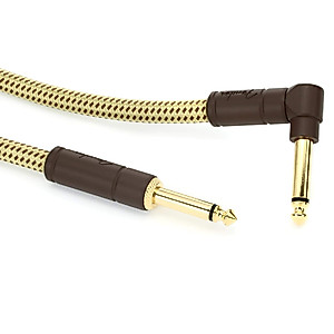 Fender Deluxe Series Instrument Cable, Straight/Angle, Tweed, 15ft