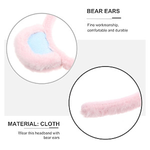 FRCOLOR Bear Ears Headband Cute Bear Costume Animal Plush Ears Headwear Ear Hairband Halloween Cosplay Ear Headbands Soft Makeup Headband for Washing Face