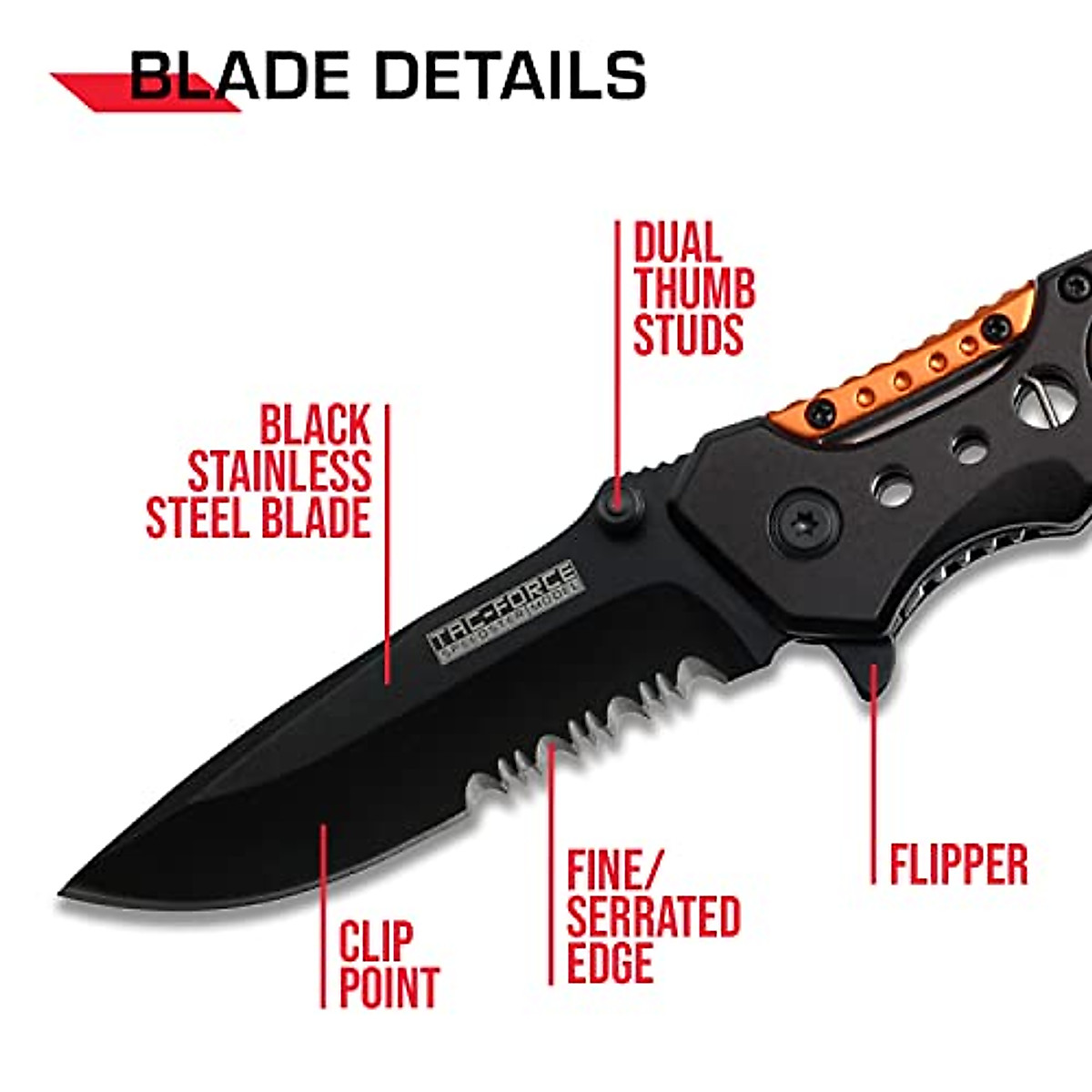 NDZ Performance TAC-Force Spring Assisted Opening EMT EMS Orange Rescue Folding Pocket Knife New