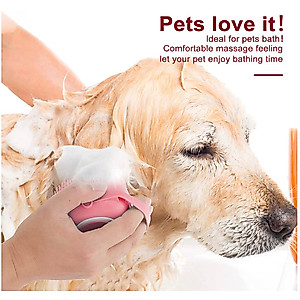 Pet Bath Massage Brush Puppy Dog Cat Grooming Cleaning Soft (Pink)