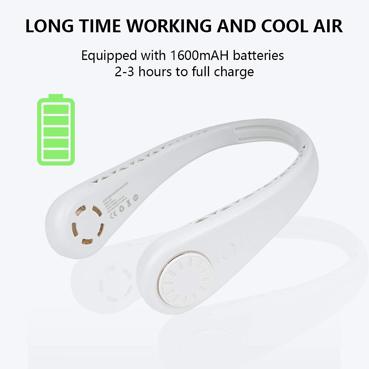 VIGIND Hands Free Neck Fan 360° Lazy Neckband Fan USB Rechargeable Battery Operated Hanging Personal Fan Adjustable Wind 3 Speed Silent,Bladeless Necklace Fan for Outdoor Sports Travel,With a bag