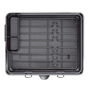 simplehuman Kitchen Compact Steel Frame Dish Rack with Swivel Spout Fingerprint-Proof Stainless, Grey Plastic