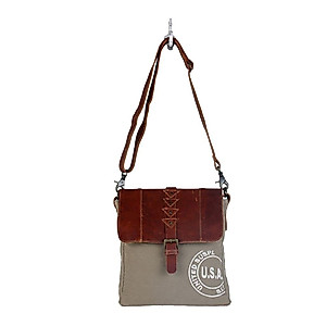 Myra Bag Retro-Inspired Small & Crossbody Bag Upcycled Cotton & Leather S-2859