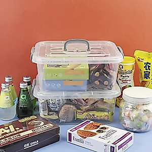 Jekiyo 6 Packs Latch Storage Box, Plastic Container Bin with Lid, 8 L