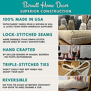 Barnett Home Decor Brisbane Camel Tweed Upholstery Chair Pads with Ties - Latex Foam Fill, Reversible - Made in USA (Tan/XL)