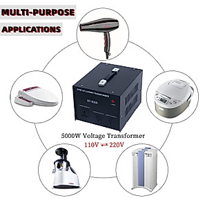 Yaeccc Voltage Converter Transformer, Step Up/Down (220V to 110V, 110V to 220V) - Efficient Power Conversion for International Travel and Home Use (5000W)