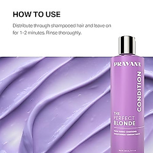 PRAVANA The Perfect Blonde Purple Toning Conditioner | Neutralizes Brassy, Yellow Tones | For Color-Treated Hair | Adds Strength, Shine, Elasticity | 11 Fl Oz