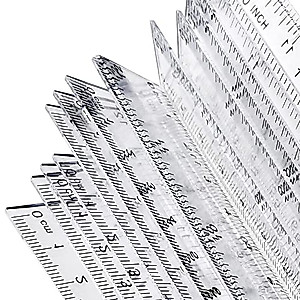 PINGEUI 100 Pack 12 Inches Clear Plastic Straight Rulers, Plastic Measuring Ruler with Inches and Metric Graduations, Measuring Tool for School and Office Supplies